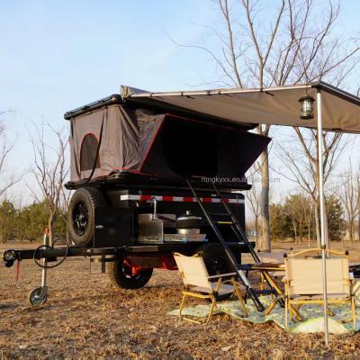 China Luxury Two-Tire Mini Small Overland Camping caravan Outdoor Self-Driving Trailer off Road Teardrop RV Travel Camper Steel 500kg for sale