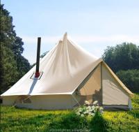 China Luxury 4M 5M Cotton Glamping Yurt Tent Canvas Bell Indian Tent With Stove Pipe Jack Hole Cavas Tent for sale