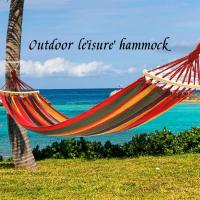 China Modern Rainbow Durable Outdoor Brazilian Nylon Travel Hammocks Beach Swing Bed Hardwood Spreader Bar Suspended Outdoor Furniture for sale