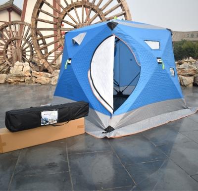 China Outdoor Waterproof Oxford Fabric Pop-Up Sauna Tent Thermal Insulated Ice Cube Winter Fishing House Snow Fishing Shelter for sale