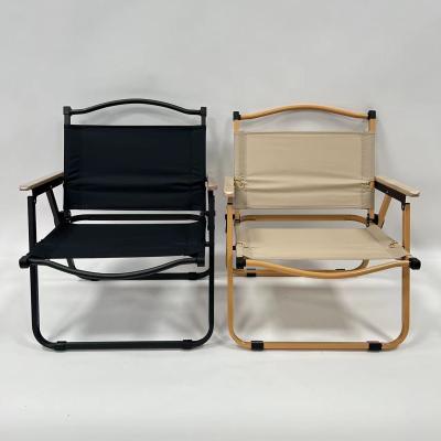 China Kermit Modern Folding Chair Watermarked Wood Grain Design Stainless Steel Outdoor Furniture Beach Camping Fishing Chair for sale