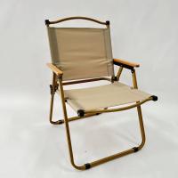 China Kermit Modern Folding Chair Watermarked Wood Grain Design Stainless Steel Outdoor Furniture Beach Camping Fishing Chair for sale