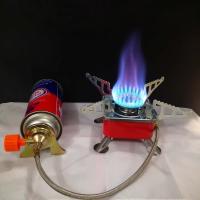 China Factory Portable Outdoor Mini Titanium Camping Gas Stove Survival Pocket Furnace Hiking Gas Stove for BBQ Picnic Cooking for sale