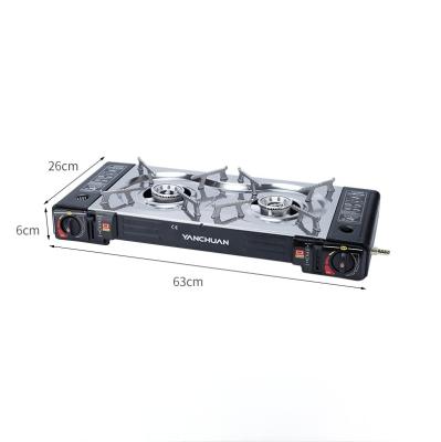China Wholesale Stainless Steel 2 in 1 Double Burner New Dual Fuel Propane & Butane Portable Outdoor Camping Gas Stove and Heater for sale