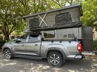 China Off-road Overland Camping Pod Aviation Aluminum Pop-up Pickup Camper with Electric Lift Roof Tent Rip-stop Canvas for sale