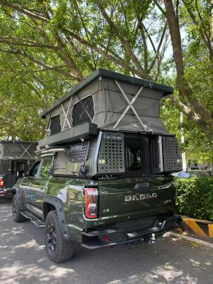 China Off-road Overland Camping Pod Aviation Aluminum Pop-up Pickup Camper with Electric Lift Roof Tent Rip-stop Canvas for sale