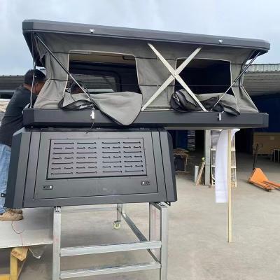 China Off-road Overland Camping Pod Aviation Aluminum Pop-up Pickup Camper with Electric Lift Roof Tent Rip-stop Canvas for sale