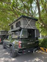 China Off-road Overland Camping Pod Aviation Aluminum Pop-up Pickup Camper with Electric Lift Roof Tent Rip-stop Canvas for sale