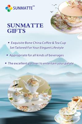 China Sunmatte Lifestyle Gifts Exquisite Bone China Tea & Coffee Cup Set Blue/Pink for multiple occasions for sale