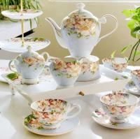 China Sunmatte Lifestyle Gifts Exquisite Bone China Tea & Coffee Cup Set Blue/Pink for multiple occasions for sale