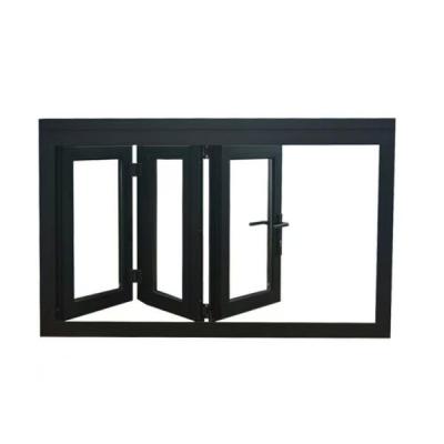China Black Aluminum Bifold Windows with Double Glass Soundproofing - Custom Height 30-Day Delivery CE Certified for sale