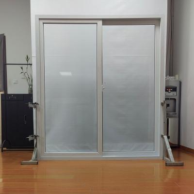 China White PVC Sliding Glass Doors with Double Tempered Glass - Custom Sizes Available for Offices, Homes & Restaurants for sale
