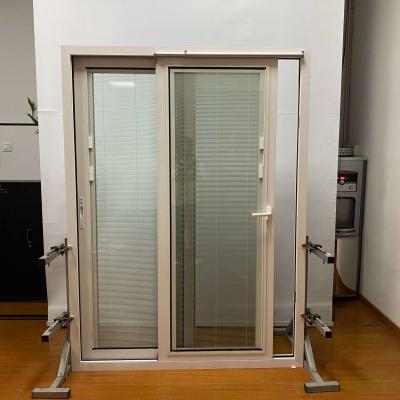 China Side Opening Aluminum Sliding Glass Doors with Double Tempered Glass and Inner Shutter Lock - 89-95 USD Range for sale