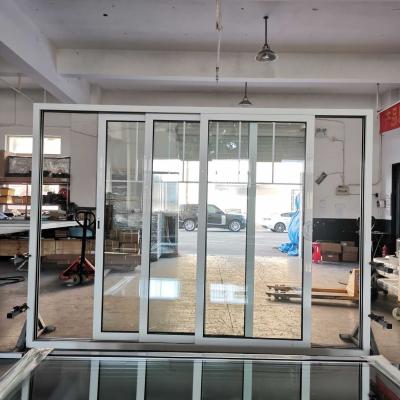China Double Glazed Aluminium Sliding Glass Doors with Tempered Glass and Sound Insulation for Security Systems for sale