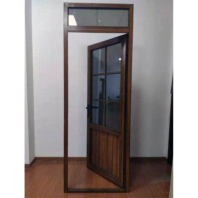 China Custom Aluminum Hinged Doors with 5mm Glass and 2.0mm Profile - Wood Grain Color Exterior Doors for sale
