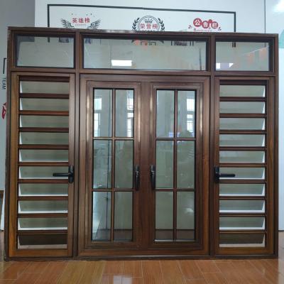 China Single Glass Aluminum Casement Windows with Wood Color Finish - Thermal Break Frame, Custom Sizes up to 2000SQM for sale