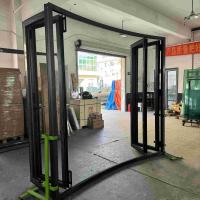 China Curved Thermal Break Aluminum Folding Door with Double/Triple Pane Glass - 2000 sqm Monthly Production - $131-$137 for sale