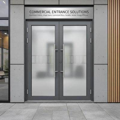 China Aluminium Hinged Doors Customized Glass Choice 1.4mm Profile Powder Coating Durable Commercial Entrance for sale