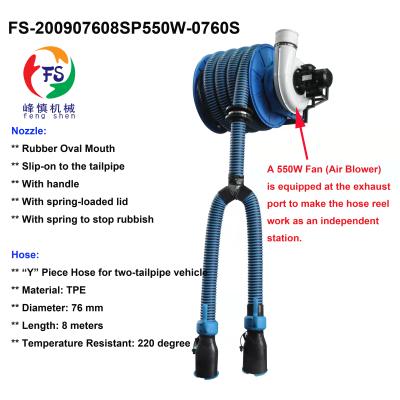 China Two Nozzle Manual Spring Hose Reel Vehicle Repair Exhaust Extraction Hose Reel for sale