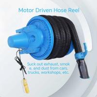 China Portable Auto Motorized Hose Reel Wireless Control Garage Fume Extractor Exhaust Reels for sale