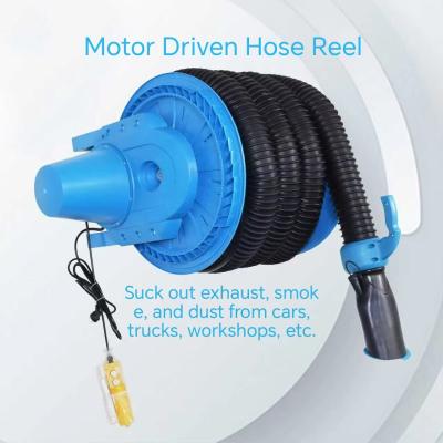 China Portable Auto Motorized Hose Reel Wireless Control Garage Fume Extractor Exhaust Reels for sale