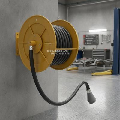 China OSHA Compliant Spring Hose Reel with 102mm Hose and 10m Hose Length for Vehicle Exhaust Extraction System for sale
