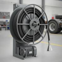 China 127mm Spring Hose Reel 12m Exhaust Extraction System 1.1KW for Heavy Duty Truck Bus Repair Center for sale