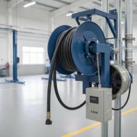China 102mm Spring Hose Reel 15m Exhaust Extraction System 2.2KW for Multi-Bay Centralized Workshop Duct System for sale