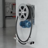 China 76mm Spring Hose Reel 8m Dual Nozzle Exhaust Extraction System 0.75KW for Twin Exhaust Sport Performance Vehicles for sale
