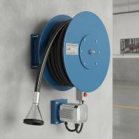 China 102mm Spring Hose Reel 12m Exhaust Extraction System 1.5KW for Commercial Vehicle Inspection Testing Lane for sale