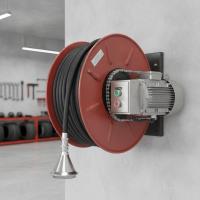 China 152mm Spring Hose Reel 12m Exhaust Extraction System 2.2KW for Racing Motorsport High Performance Vehicle Workshop for sale