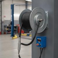 China 76mm Spring Hose Reel 10m Exhaust Extraction System 1.1KW CO Probe Emission Testing Workshop Equipment for sale