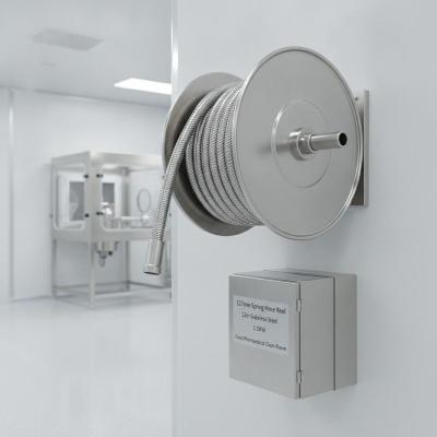 China 127mm Spring Hose Reel 12m Stainless Steel Exhaust Extraction System 1.5KW for Food Pharmaceutical Clean Room for sale