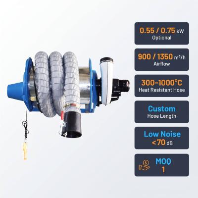 China Semi-Automatic Hydraulic Electric Exhaust Hose Reel with High-Temperature Resistant Hose and Durable Industrial Build for sale