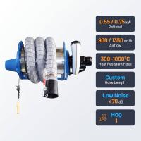 China Semi-Automatic Heavy Duty Hose Reel with High Temperature Resistance and Fan for Vehicle Exhaust Extraction for sale