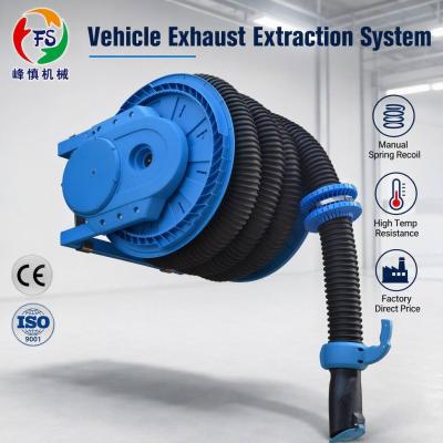 China Semi Automatic Manual Spring Exhaust Spring Hose Reel Retractable High Temp Hose for sale