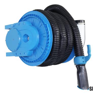 China Exhaust Hose Reel Made In Italy Flat Nozzle Ergonomic Handle Wall Bracket for sale
