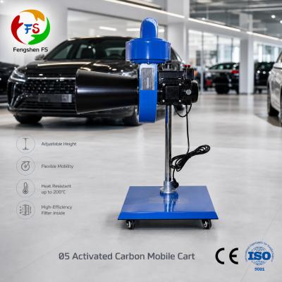 China Mobile Fume Extraction Cart Cone Nozzle Filter Inside Wheeled Base Garage for sale