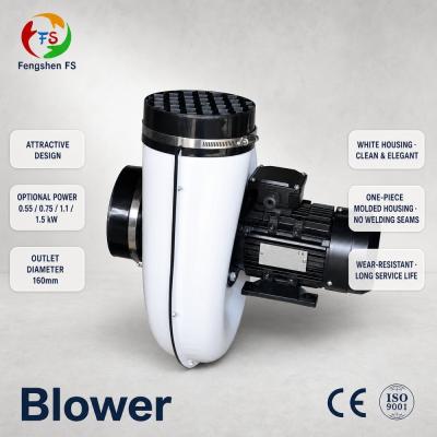 China Industrial Blower White Seamless Moulded Housing 160mm Outlet 0.55kW 1.5kW for sale