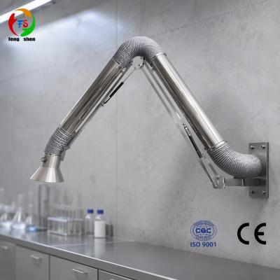 China 304 Stainless Steel External Support Frame Welding Smoke Arm 150mm 2.5m Two Section Rigid Tube Flexible Positioning Hood for sale