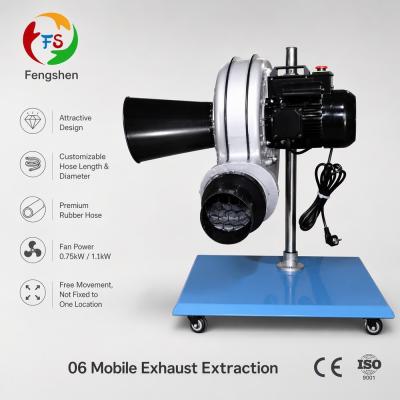 China 06 Mobile Exhaust Blower 0.75kW 1.1kW Free Movement Blue Base Casters Workshop for sale