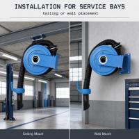 China Vehicle Exhaust Extraction Hose Reel with Hose Reel Fan Option, Multiple Diameters, and Ceiling or Wall Installation for sale
