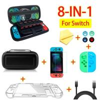 China 8 in 1 game accessory Set For Nintendo Switch Travel Carrying Case Accessories Kit Screen Protector Case Charging Cable for sale