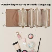 China 4 Piece Cosmetic Bag Set Polyester Travel Toiletry Organizer Waterproof Foldable Nylon Makeup Pouch 1000 Pcs MOQ for sale