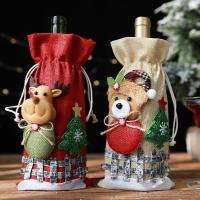 China Custom OEM Christmas Wine Bottle Cover Bag Santa Claus Snowman Gift Holder 1000 Pcs MOQ for sale