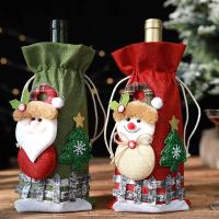 China Custom OEM Christmas Wine Bottle Cover Bag Santa Claus Snowman Gift Holder 1000 Pcs MOQ for sale