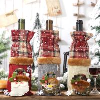 China Custom OEM Christmas Wine Bottle Cover Bag Santa Claus Snowman Gift Holder 1000 Pcs MOQ for sale
