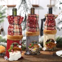 China Custom OEM Christmas Wine Bottle Cover Bag Santa Claus Snowman Gift Holder 1000 Pcs MOQ for sale