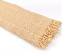 China Natural Green Handwoven Raffia Mat 65x105 cm Eco-Friendly Farmhouse Style Decorative Floor Mat for sale