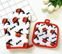 China Printed Cotton Oven Mitts 25x15cm Ribbed Kitchen Glove for Heat Protection for sale